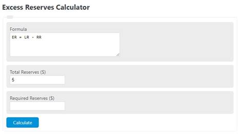 Excess Reserves Calculator Calculator Academy