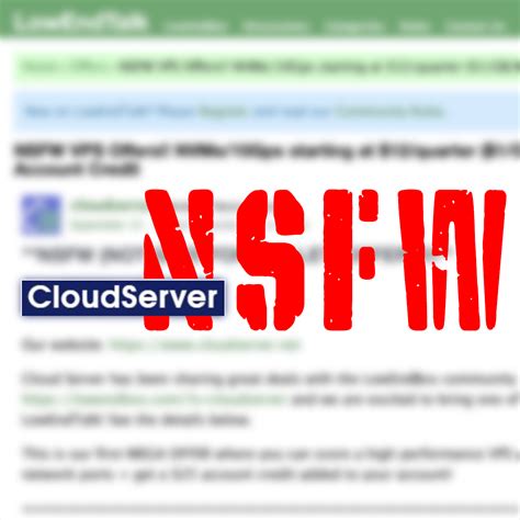 NSFW The CloudServer Offer LowEndBox