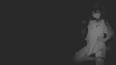 Anime Girls Black Background Monochrome Minimalism Playmat Gaming Mat