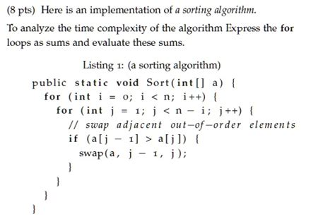 Solved Here Is An Implementation Of A Sorting Algorithm To Analyze