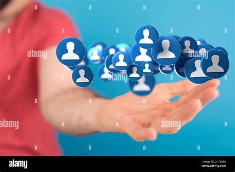 Hand Reaching For 3D Rendered Icons Of People Networking Remote Work