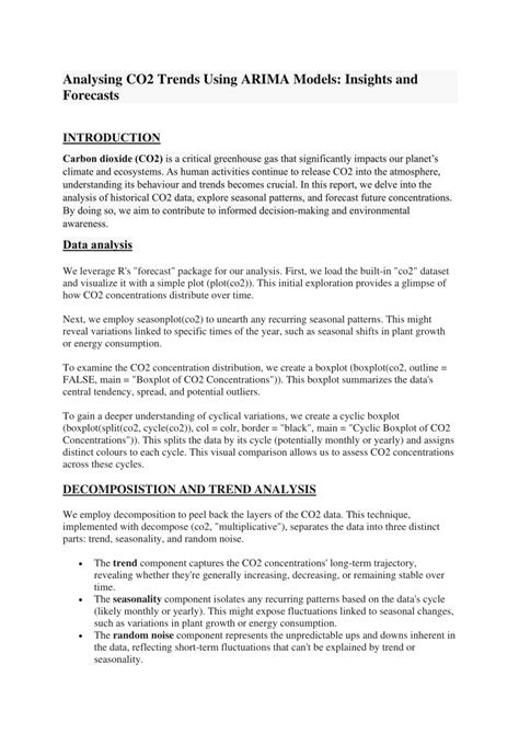 Pdf Analysing Co2 Trends Using Arima Models Insights And Forecasts