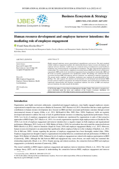 Pdf Human Resource Development And Employee Turnover Intentions