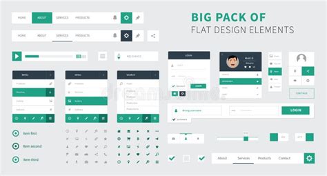 Pack Of Flat Design Ui Kit Vector For Webdesign Stock Vector Illustration Of Profile Business