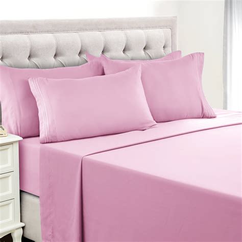 Lux Decor Collection California King 6 Piece Sheets Set Microfiber 16 Inch Deep Pocket Bed