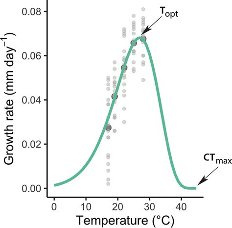Thermal Performance Curve Tpc With Growth Rate Mm Day⁻¹ In Relation Download Scientific