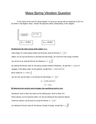 Mass Spring Answers PDF