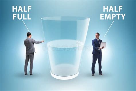 Businessman In Half Empty Half Full Glass Concept Stock Illustration