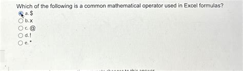 Solved Which Of The Following Is A Common Mathematical