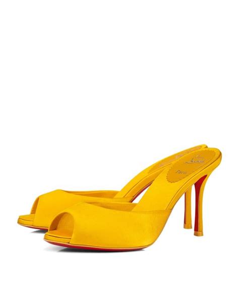Christian Louboutin Me Dolly Silk Mules 85 In Yellow Lyst