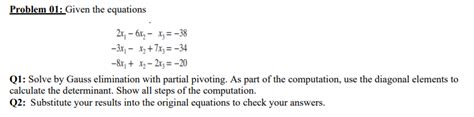 Solved Problem 01 Given The Equations