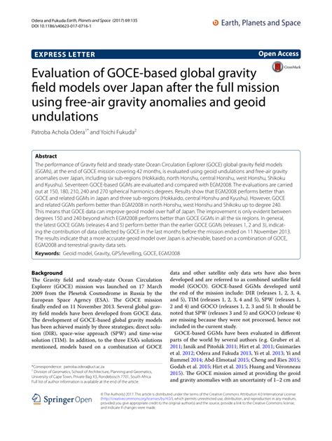 pdf evaluation of goce based global gravity field models over japan
