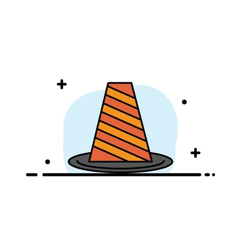 Cone Protection Road Roadblock Stop Warning Business Flat Line Filled