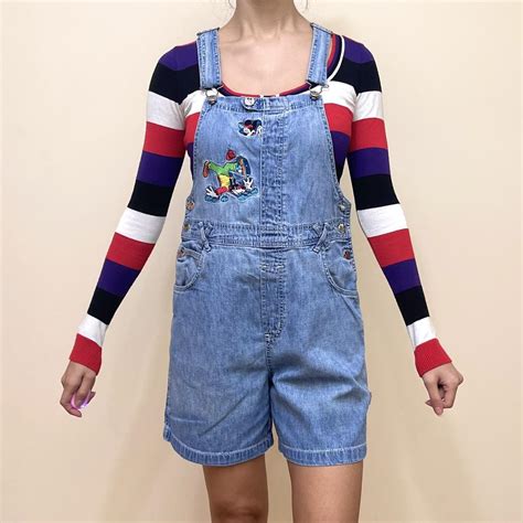 Disney Vintage Dungarees Cartoon Goofy Mickey Denim Depop