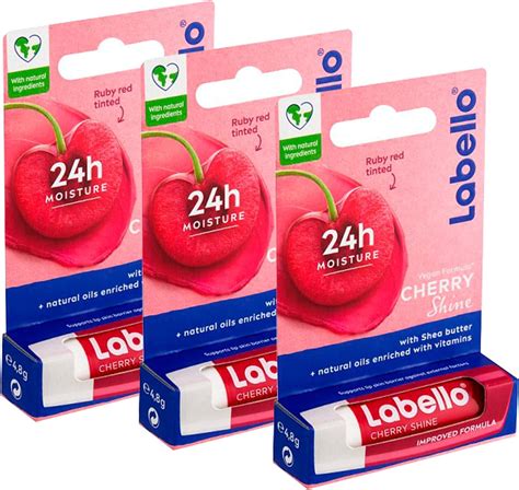 3 Labello Cherry Fruity Shine Lip Balm Stick Care Beauty Soft Smooth