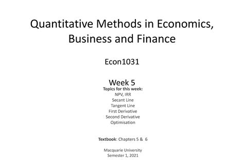 1031week 5 Annotated Lecture Notes Quantitative Methods In Economics Business And Finance