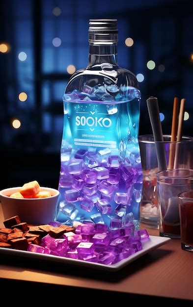 Premium Photo Elegant Korean Soju Soju Bottles Snacks Shot Glasses