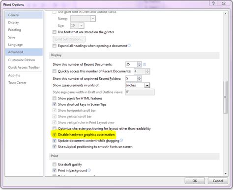 Office Locking Up Disable Hardware Graphics Acceleration