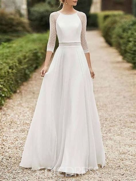 Ericdress Ivory A Line 34 Length Sleeves Floor Length Scoop Formal