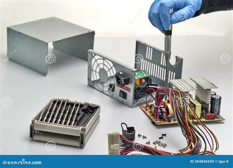 Disassembly And Repair Of The Computer Power Supplyconcept Stock Image