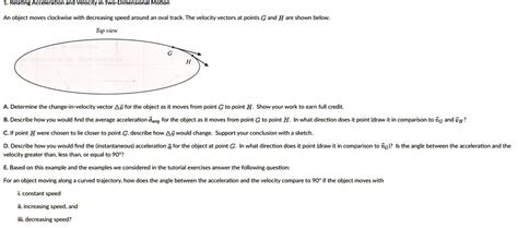 solved text relating acceleration and velocity in two dimensional