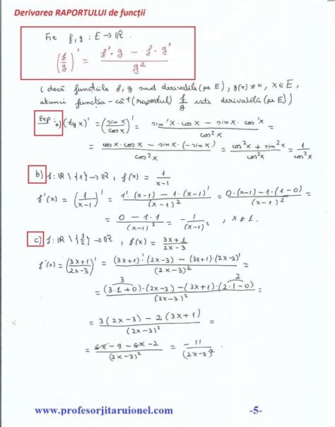 Pregatire Bac Exercitii Rezolvate Cu Derivate Formule Ecuatia Tangentei Intr Un Punct