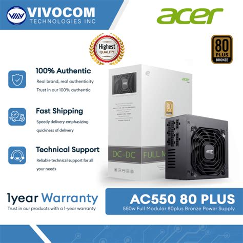 Acer Ac550 Full Modular Atx 550w 80 Plus Bronze Certified Computer