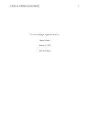 Critical Thinking Assignment Module Docx CRITICAL THINKING