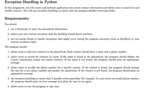 Solved Exception Handling In Python In This Assignment You Chegg