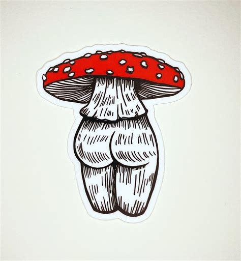 Mushroom Butt Sticker Mushroom Sticker Butt Sticker Linocut Print