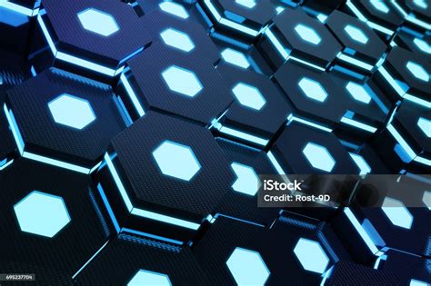 빛을 광선 3d와 미래 표면 육각형 패턴의 추상 블루 렌더링 0명에 대한 스톡 사진 및 기타 이미지 0명 강철 건설 프레임 Istock