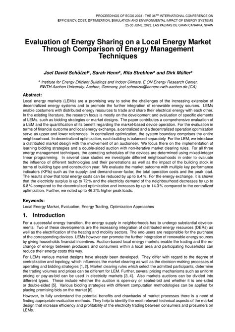 Pdf Evaluation Of Energy Sharing On A Local Energy Market Through Comparison Of Energy