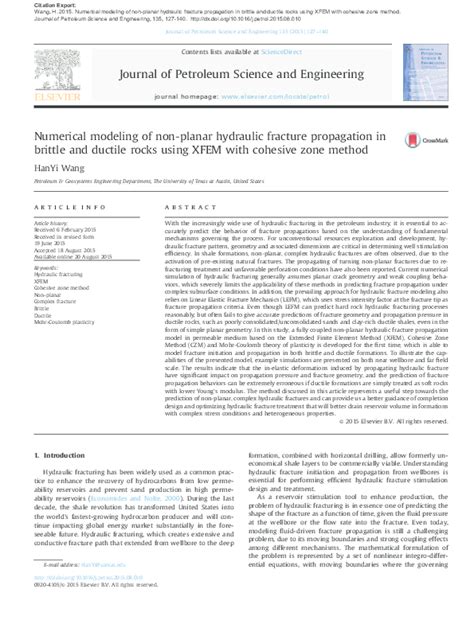 Pdf Using Xfem And Czm To Model Non Planar Hydraulic Fracture