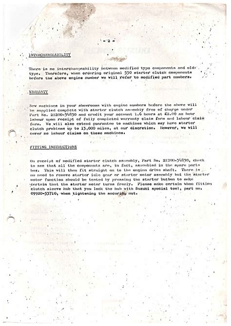 Suzuki Service Bulletins