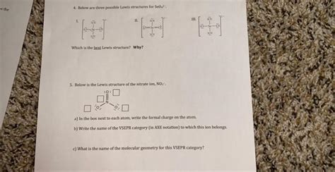 Solved Below Are Three Possible Lewes Structures For Seo Chegg Com