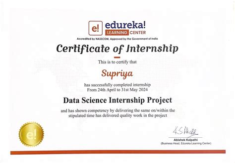 Supriya Patil On Linkedin Successfully Completed My Data Science Internship Gaining Hands On