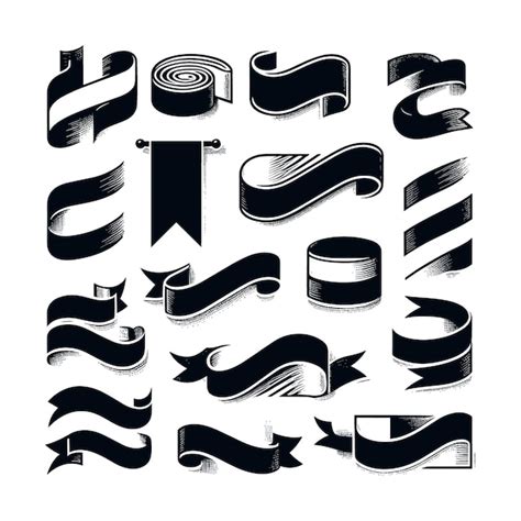 Premium Vector Graphic Set Of Simple Rectangle Ribbons Vector Black Shape