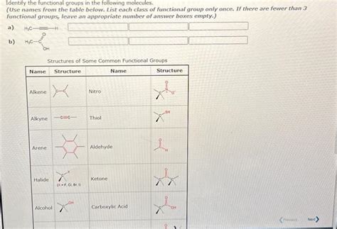 Solved Identify the functional groups in the following | Chegg.com
