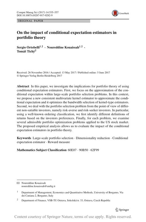 On The Impact Of Conditional Expectation Estimators In Portfolio Theory
