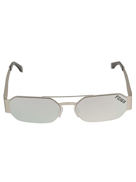 Fendi Logo Rectangle Aviator Sunglasses In Metallic Lyst