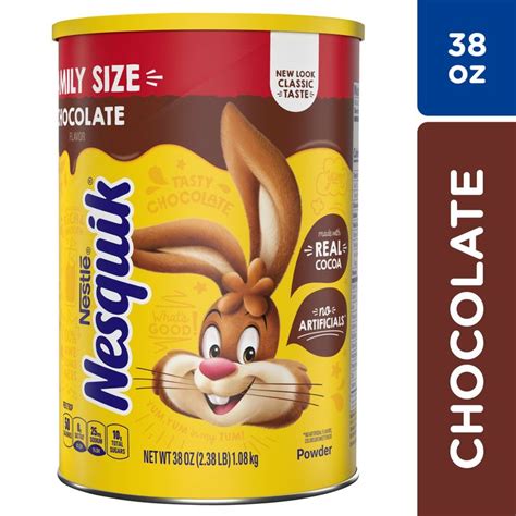 Nestle Nesquik Chocolate Flavor Powder Stir In Drink Mix Canister 38