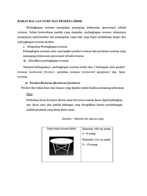 Bahan Bacaan Guru Dan Peserta Didikperlengkapan Restoran Pdf