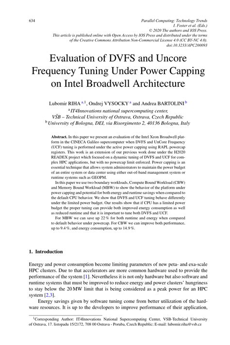 Pdf Evaluation Of Dvfs And Uncore Frequency Tuning Under Power Capping On Intel Broadwell