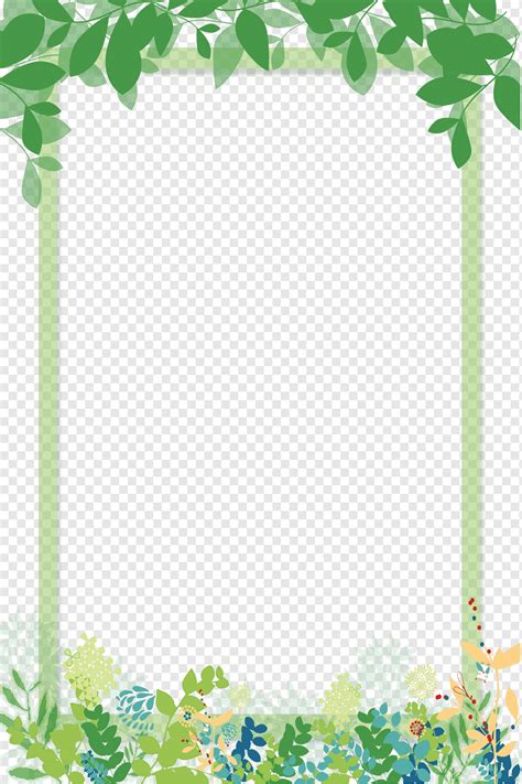 녹색 나뭇잎 프레임 컴퓨터 파일 아름다운 녹색 만화 테두리 테두리 만화 캐릭터 잎 Png Pngwing