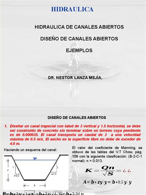 81 Ejemplo Diseño De Canales Abiertos Pdf Materiales Naturales Suelo