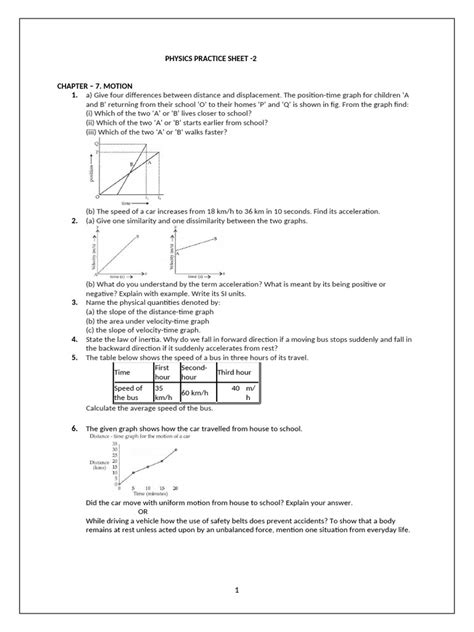 Physics Practice Sheet 2 Pdf Sound Force
