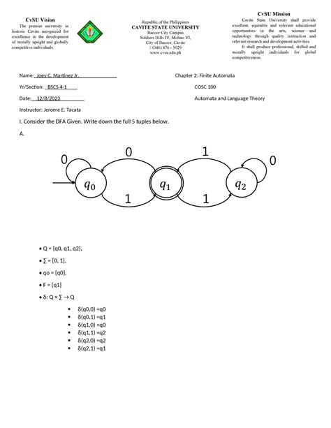activity 1 dfa and ndfa automata theory chapter 2 republic of the