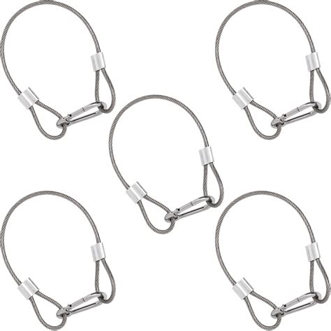 Swzhai 5pcs Stainless Steel Cable With Loops And Hooks 4mm