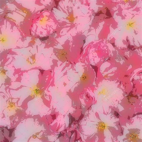 Flores Rosadas Fondo Sakura Cereza Ilustración De Pared De Flores