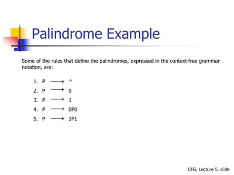 Ppt Lecture Five Context Free Grammar Cfg Powerpoint Presentation